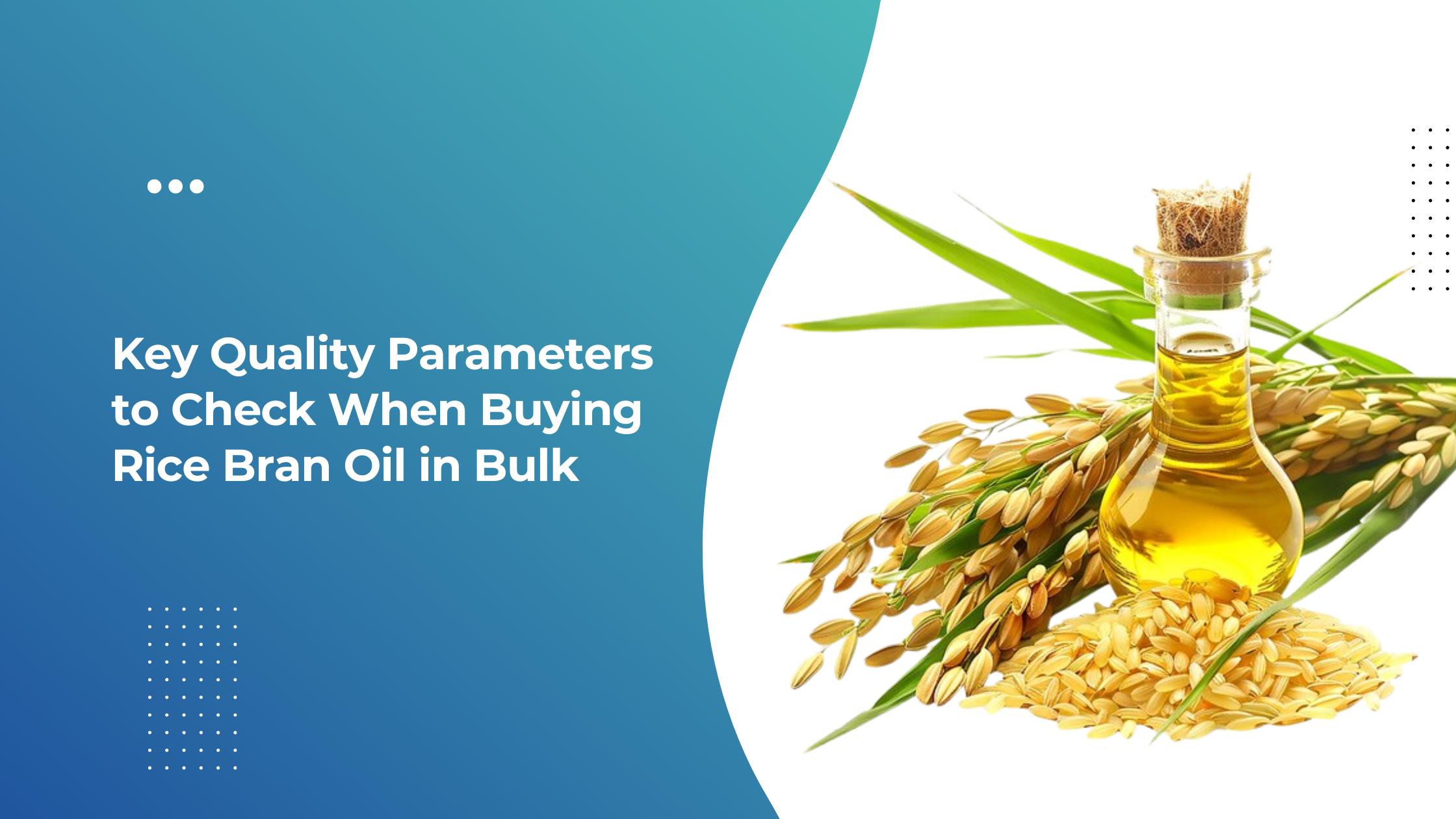 Rice Bran Oil Quality Parameters to Check Before Bulk Buying